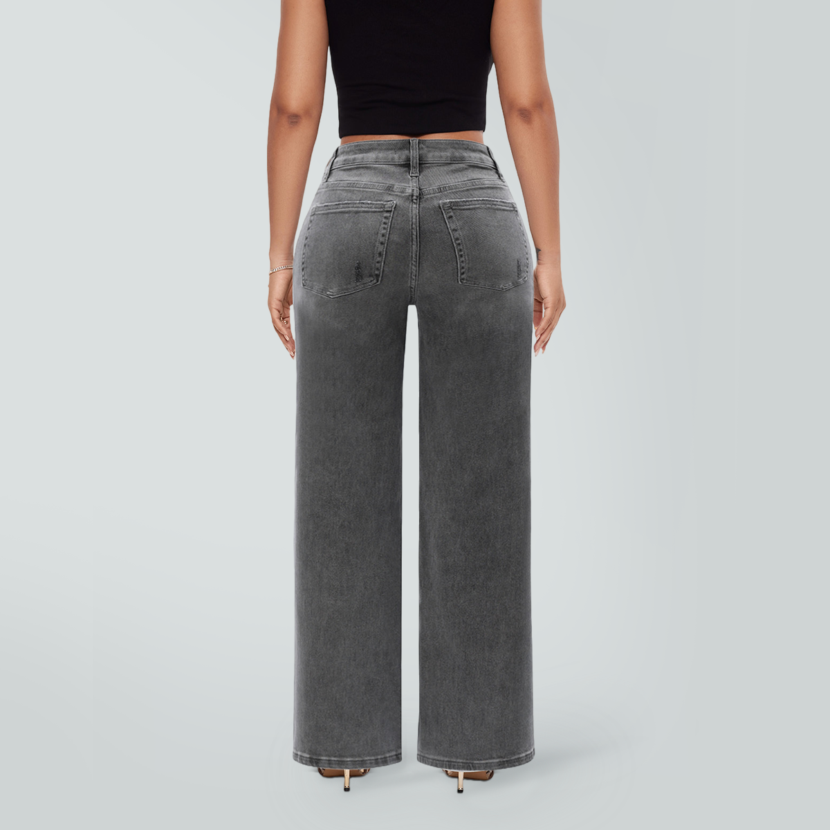 ONESO Wide Leg BBL Jeans for Women Stretchy Mid Low Rise Butts Lifting ...