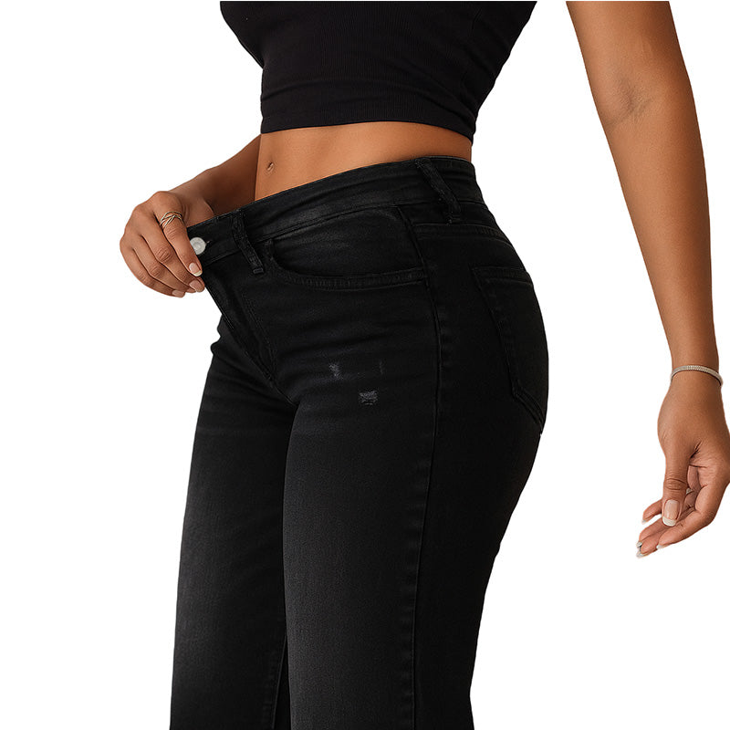 ONESO Women's Mid-Low Rise Baggy BBL Jeans Wide Leg Stretch Denim Jean ...
